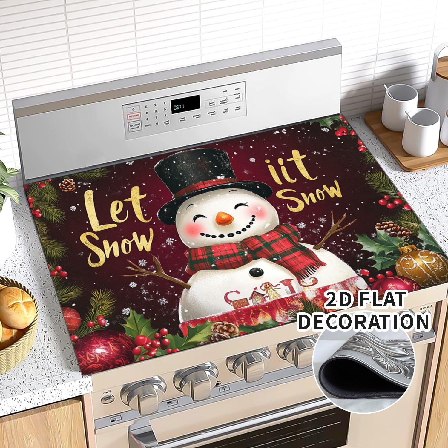 Top Cover for Electric Stove 28 "x 20 ", Christmas Snowman pattern ...