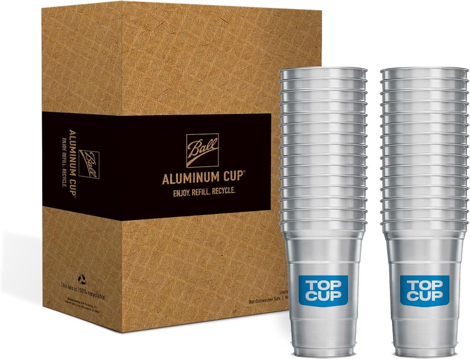 Top Cup by Ball – 20 Ounce, 30 Count, Reusable Aluminum Party Cups ...