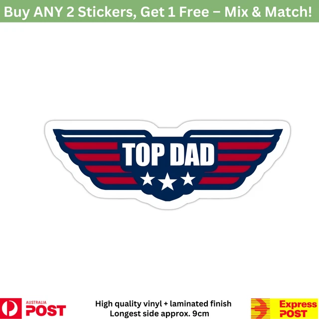 Top Dad Fighter Wing Badge Father'S Day Sticker Phone Decal Water ...