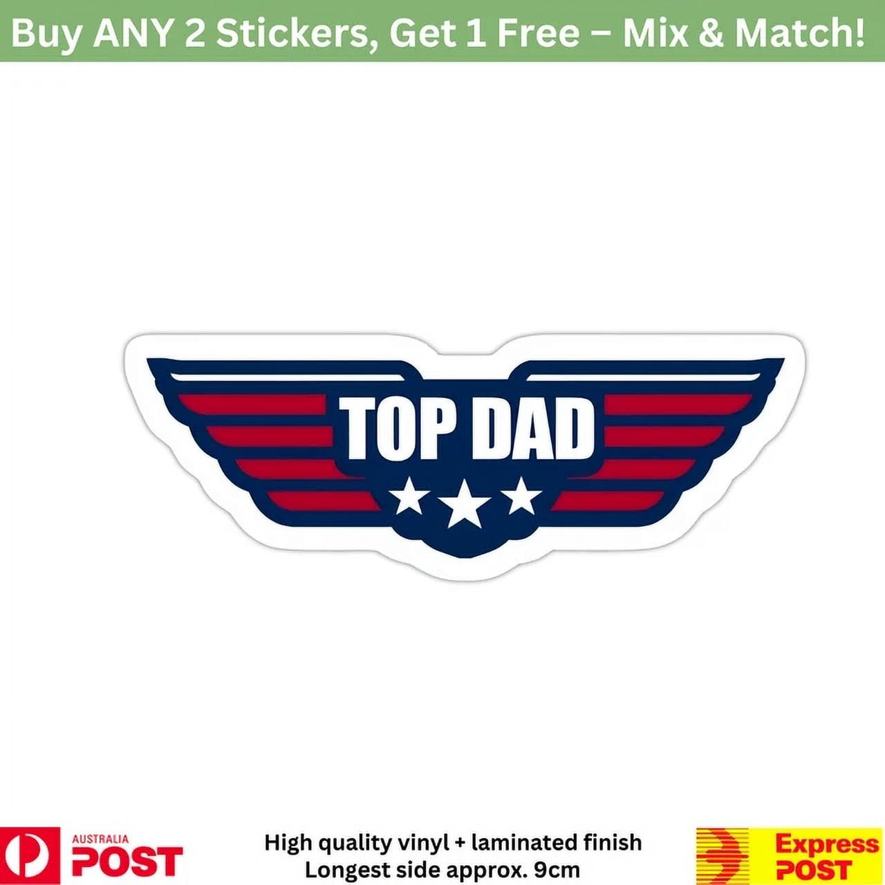 Top Dad Fighter Wing Badge Father'S Day Sticker Phone Decal Water ...