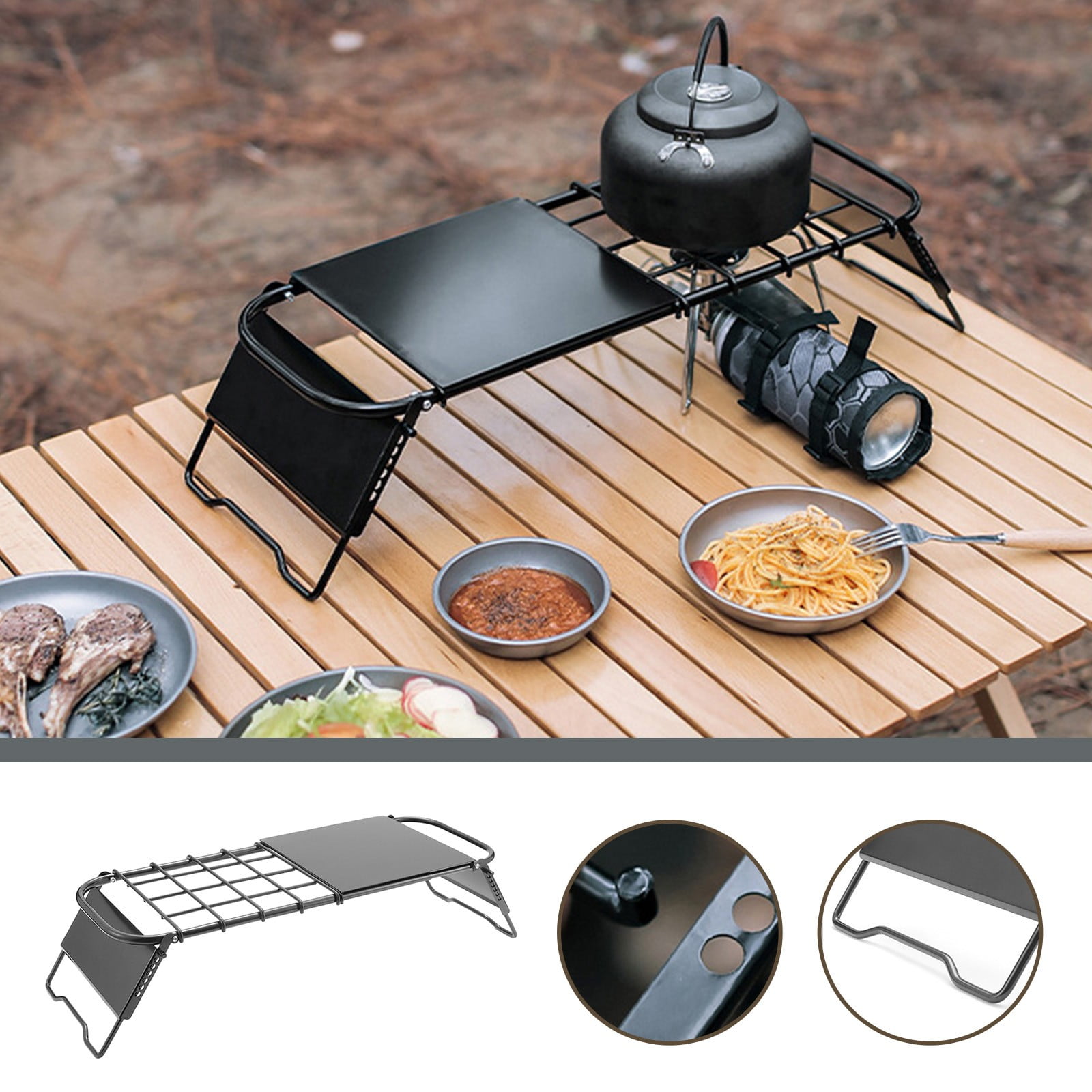 Top Deals, Portable Camping Table, Folding Retractable Table, Metal ...