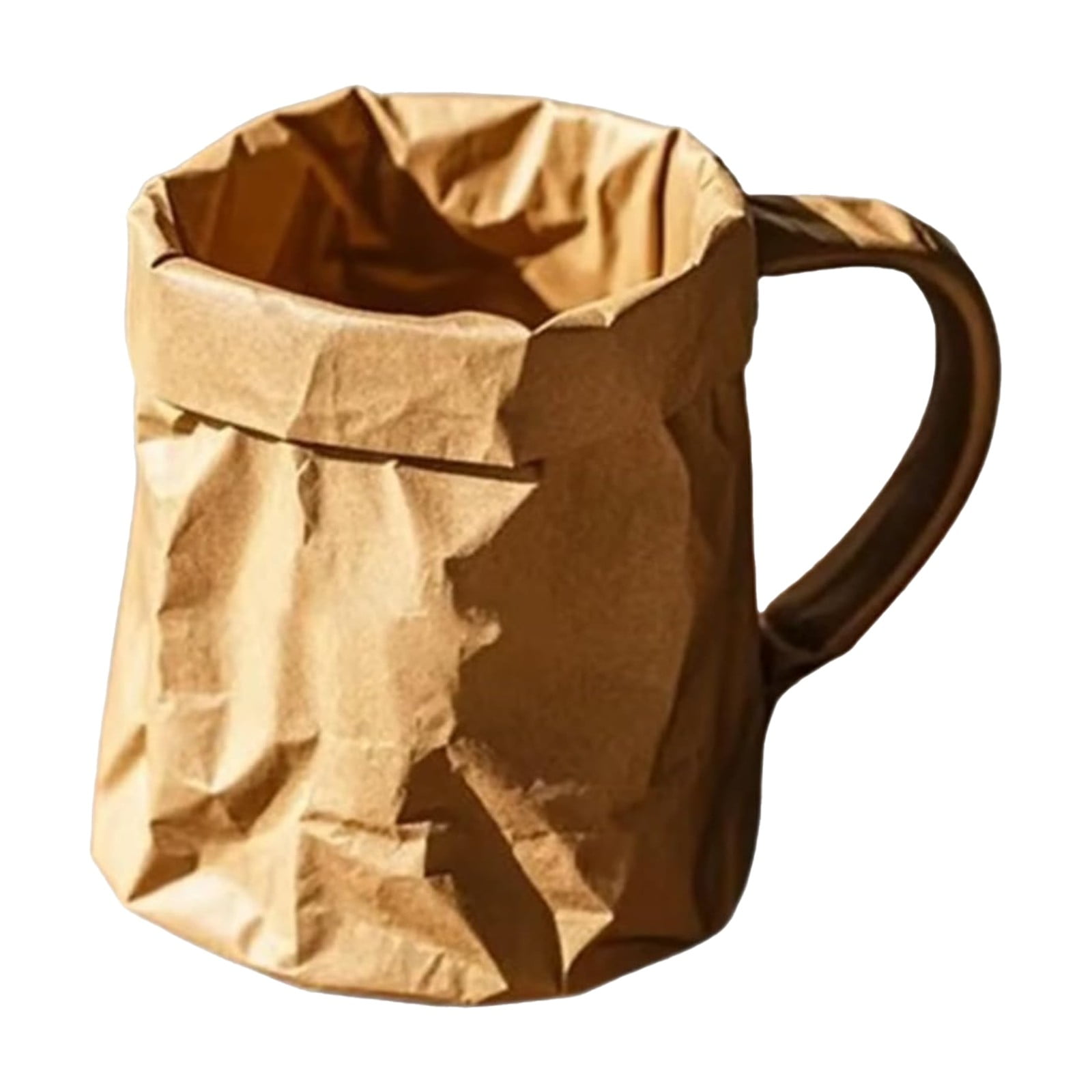 Top Discount! Paper Bag-shaped Cup B, Minimalist Paper Bag Mug Pleated ...