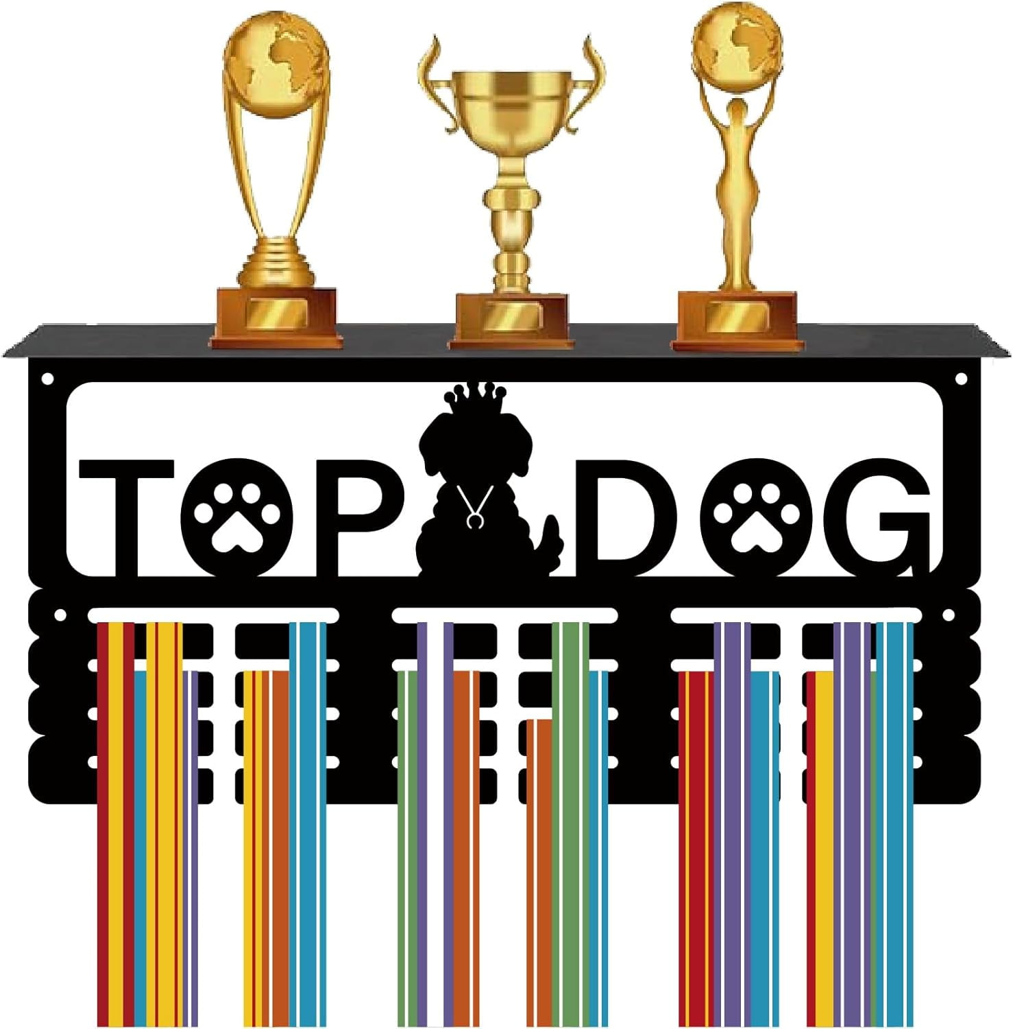 Top Dog Medal Trophy Display Shelf Medal Hanger Display Shelf with 16 ...