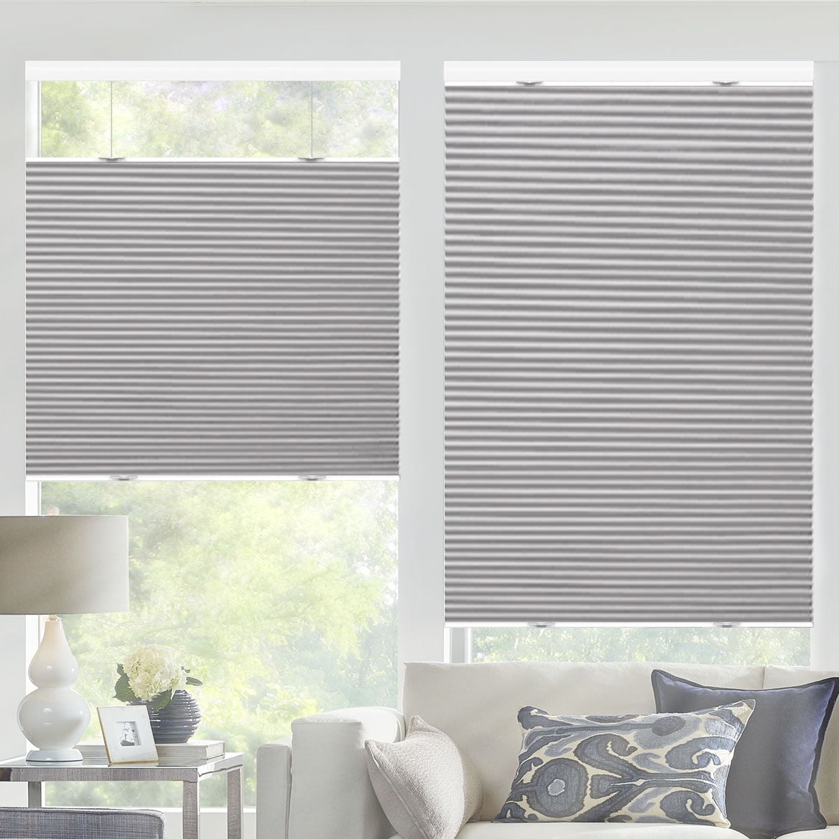 Top Down Bottom up Blackout shades, Cellular Honeycomb Window Blinds, Blackout White+70 1/2"W x ...