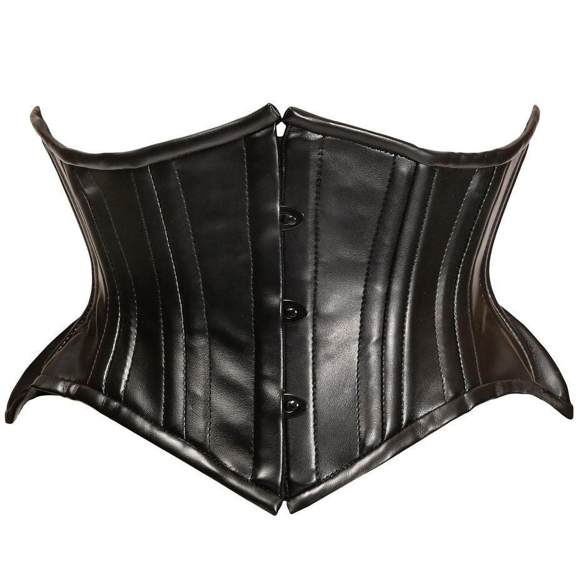Top Drawer Black Faux Leather Double Steel Boned Curvy Cut Waist ...