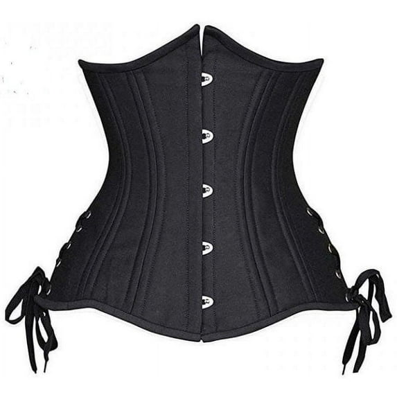 Top Drawer Black Satin Double Steel Boned Curvy Cut Waist Cincher ...