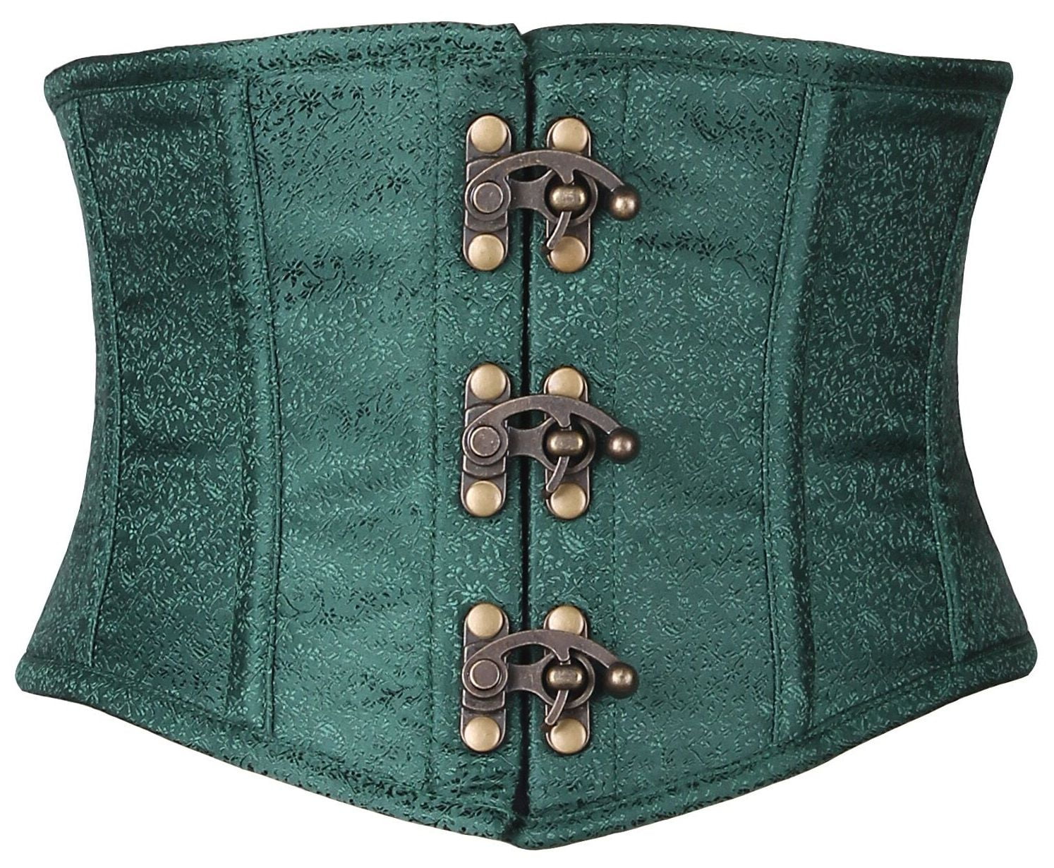 Top Drawer Dark Green Brocade Steel Boned Mini Cincher w/Clasps ...