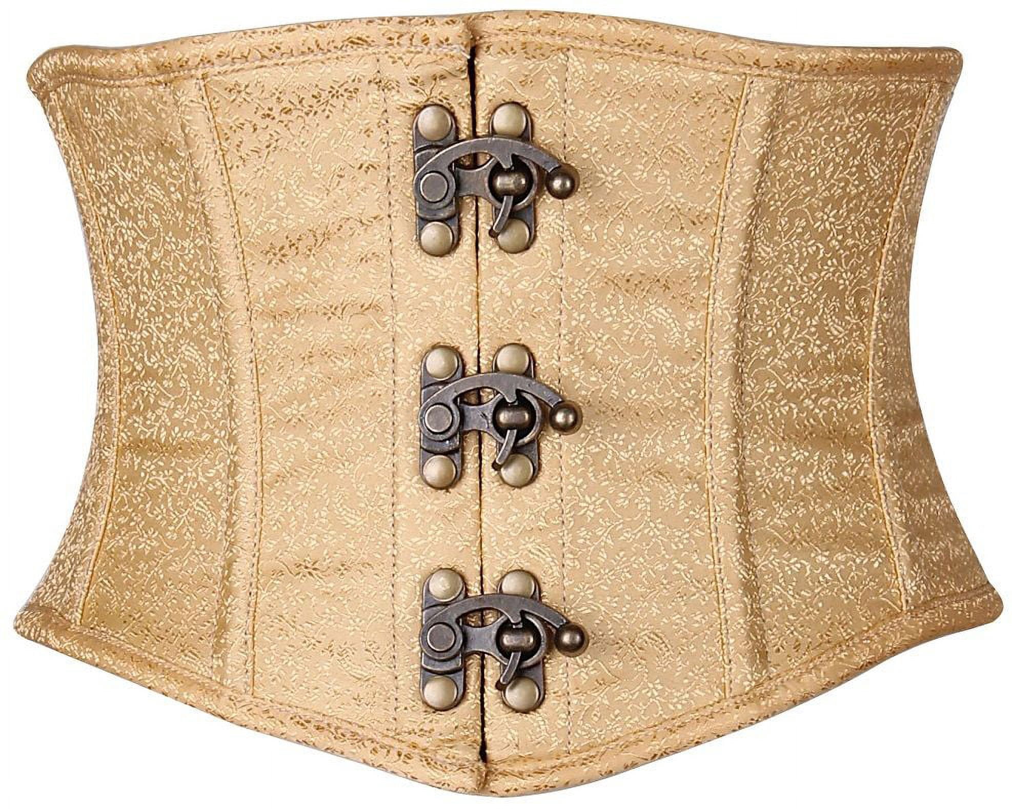 Top Drawer Gold Brocade Steel Boned Mini Cincher w/Clasps - Walmart.com