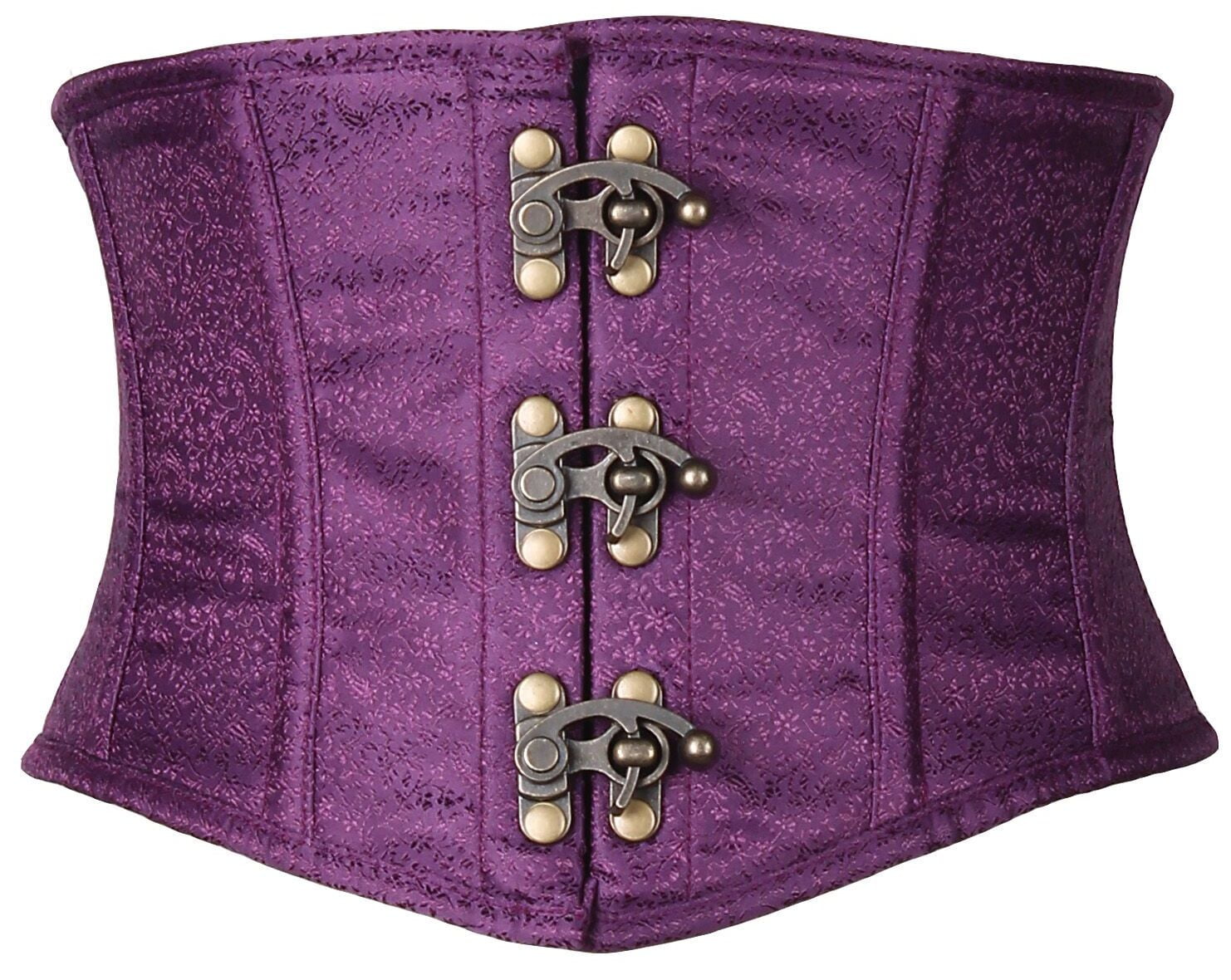 Top Drawer Plum Brocade Steel Boned Mini Cincher w/Clasps - Walmart.com