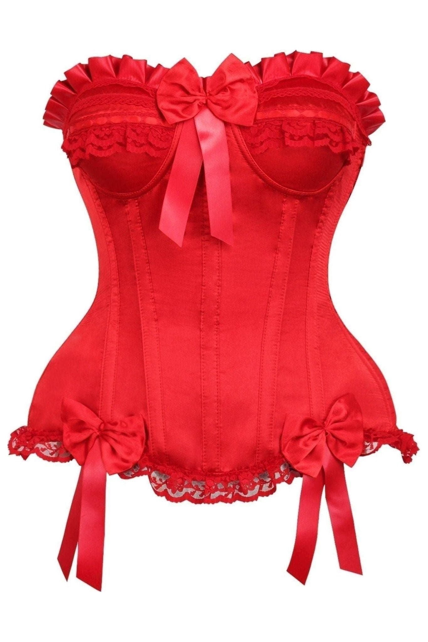 Top Drawer Red Satin Steel Boned Burlesque Corset - Walmart.com