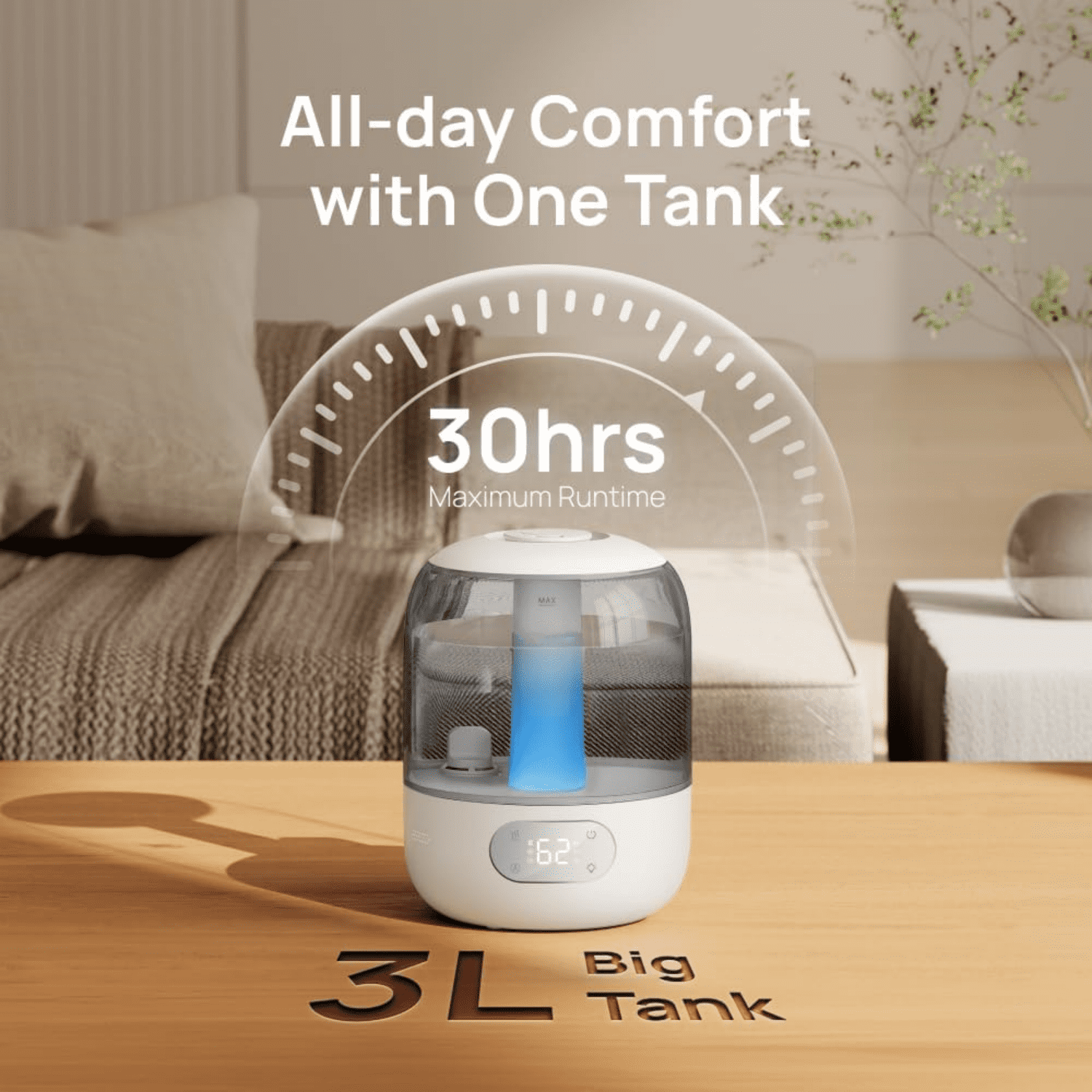 Top Fill 3L Tank, Easy Clean, Humidity Sensor, Night Light for Baby ...