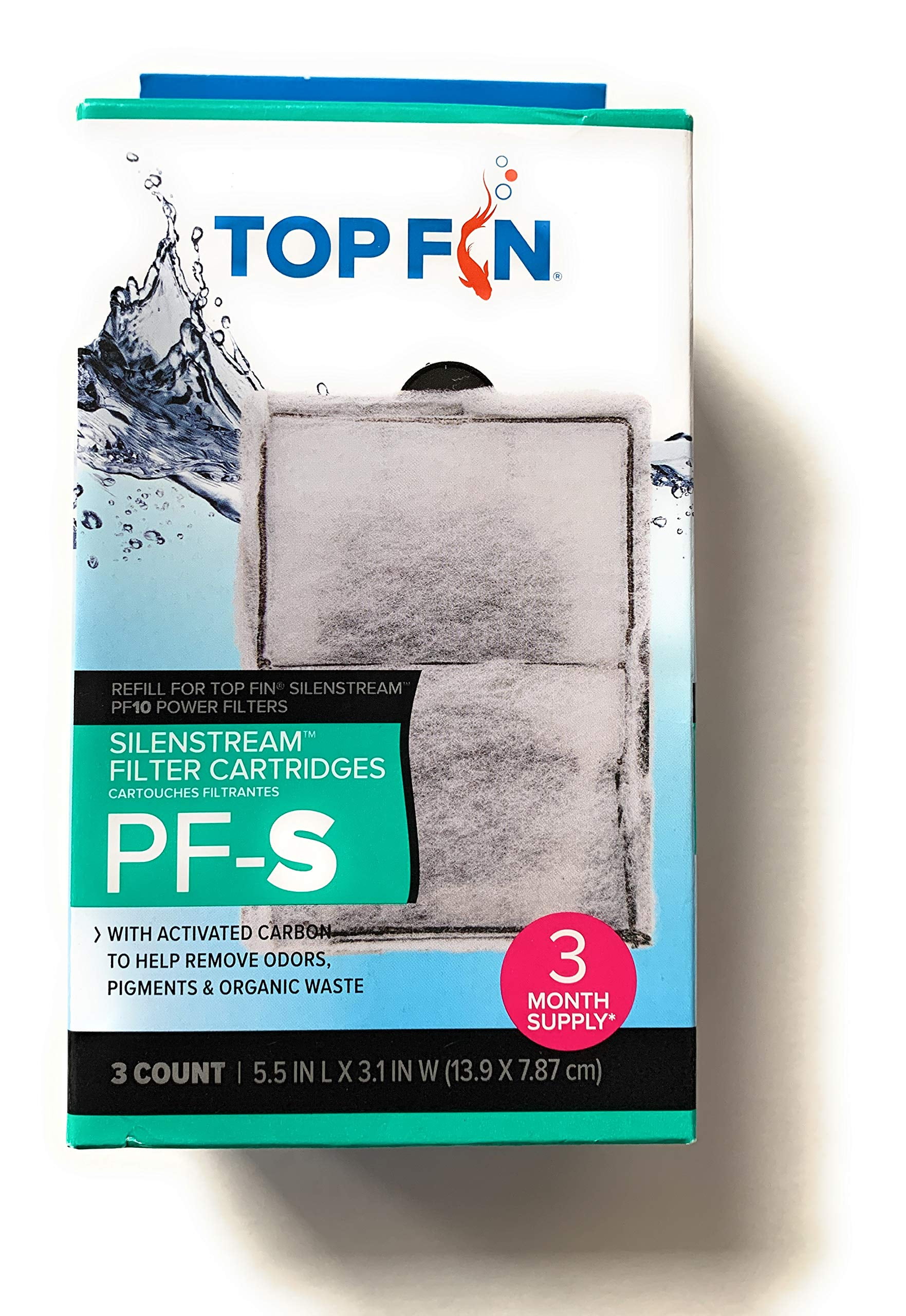 Top Fin Silenstream PF-S Refill for PF10 Power Filters 5.5in x 3.1 - (3 ...