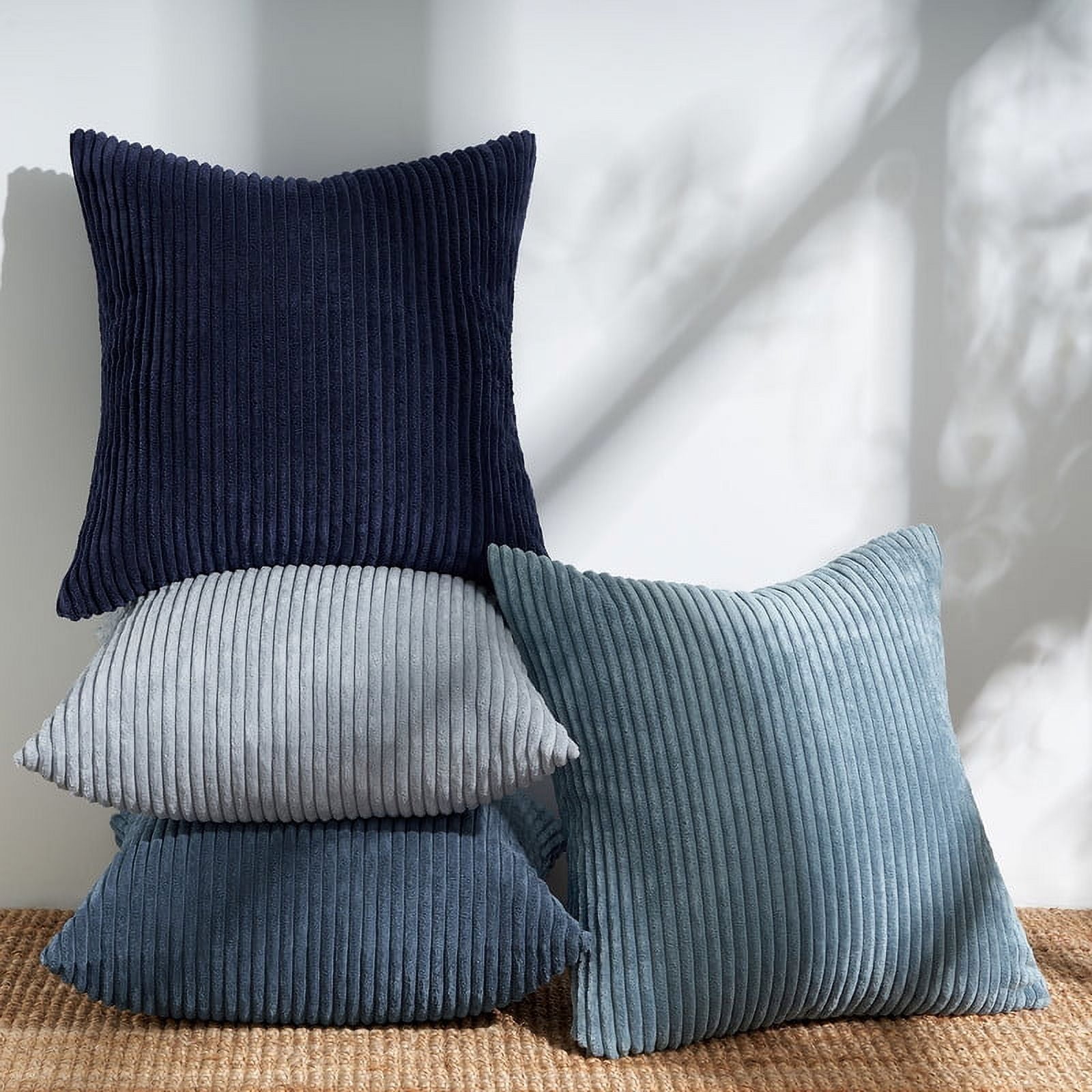 Top Finel 4-Pack 18" x 18" Country Decorative Pillow Covers, Blue ...