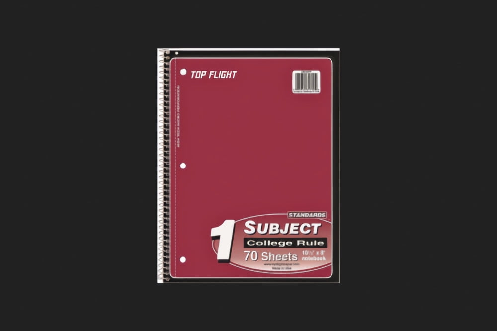 Top Flight 1-Subject Wirebound Notebook 70 Sheets 3-Hole Punched Color ...