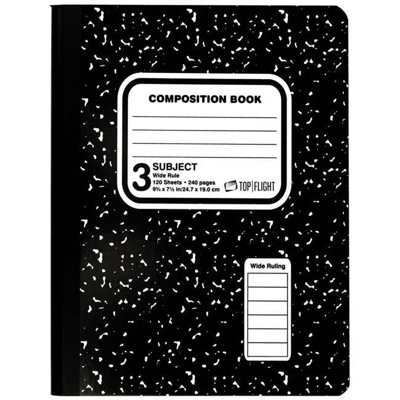 Top Flight Wide Ruled Composition Notebook, 975" x 75", Black Marble ...