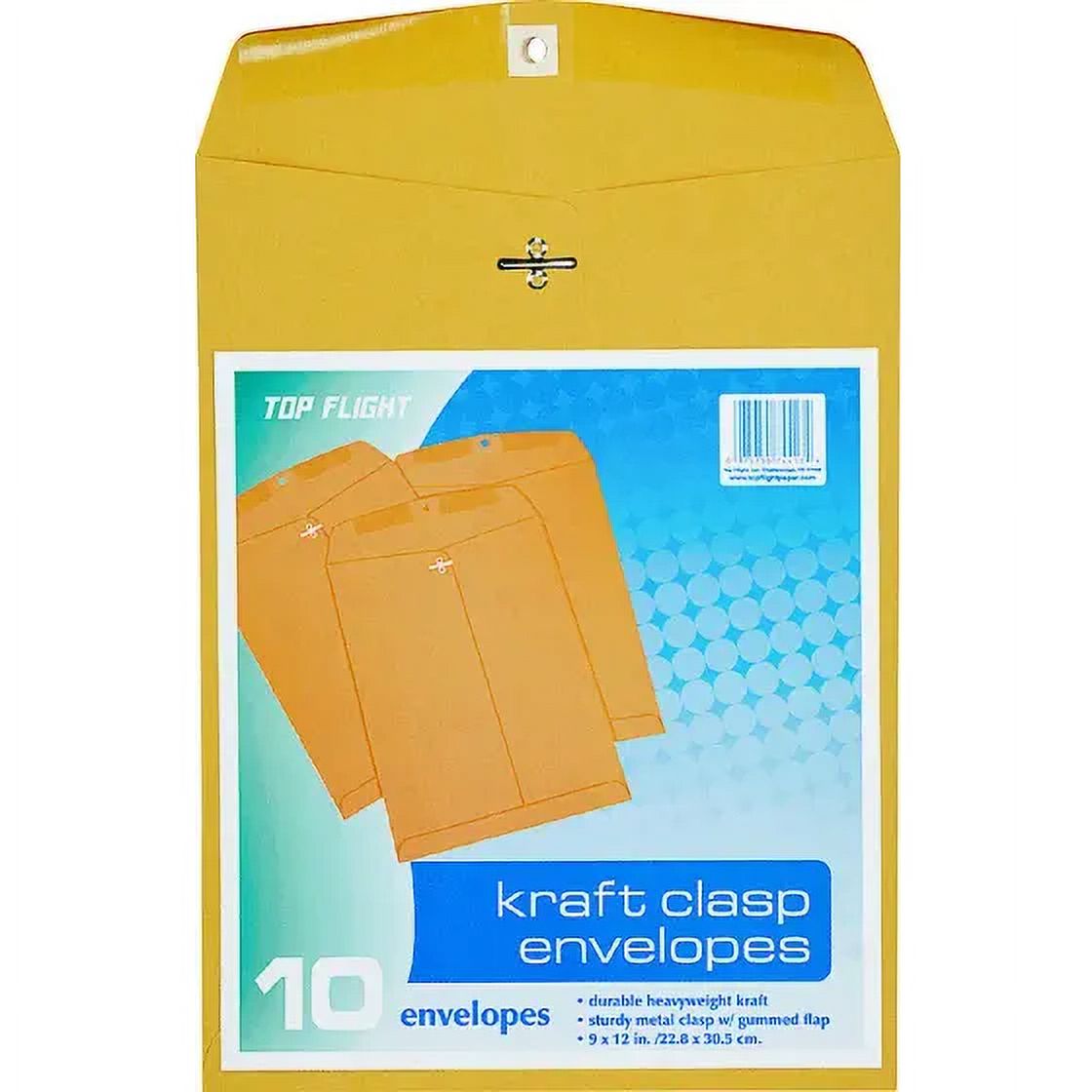Top Flight 6911005 9 Inch By 12 Inch Kraft Clasp Envelopes, Each ...