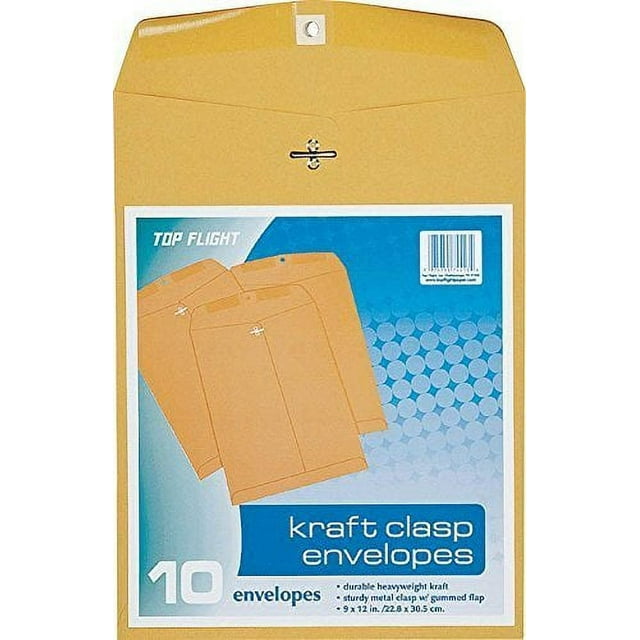 Top Flight 9'" x 12'' Kraft Clasp Envelopes 74413 - Walmart.com