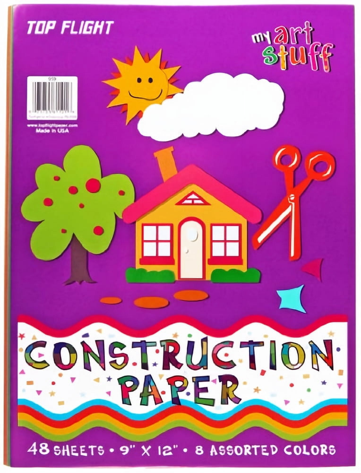 Top Flight Construction Paper Assorted Colors 9 x 12-inches Poly ...
