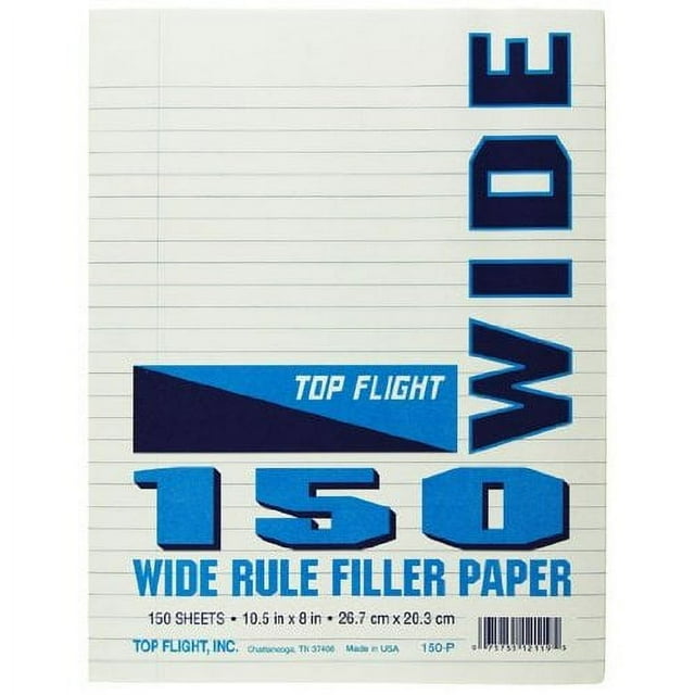 Top Flight Filler Paper 10.5 x 8 Inches Wide Rule 150 Sheets (12119 ...