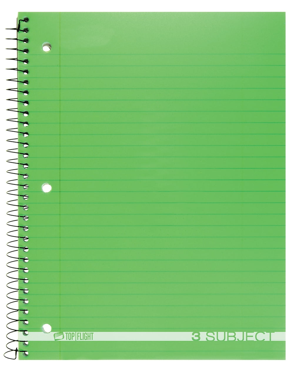 Top Flight Poly Cover 3-Subject Notebook 138-Sheets Wide Rule (Color ...
