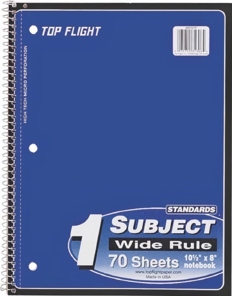 Top Flight Standards Notebook 70 Sheets Wide Rule Color May Vary (Pack ...
