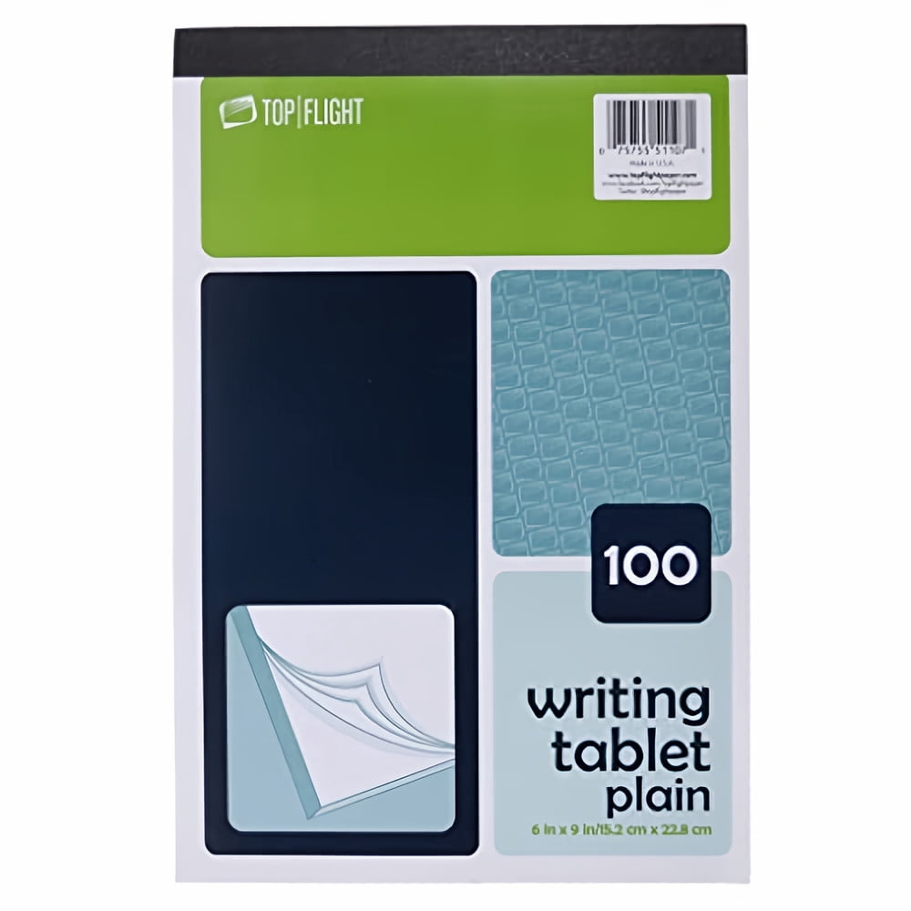Top Flight Writing Tablet Plain Unruled White (Pack of 24) - Walmart.com