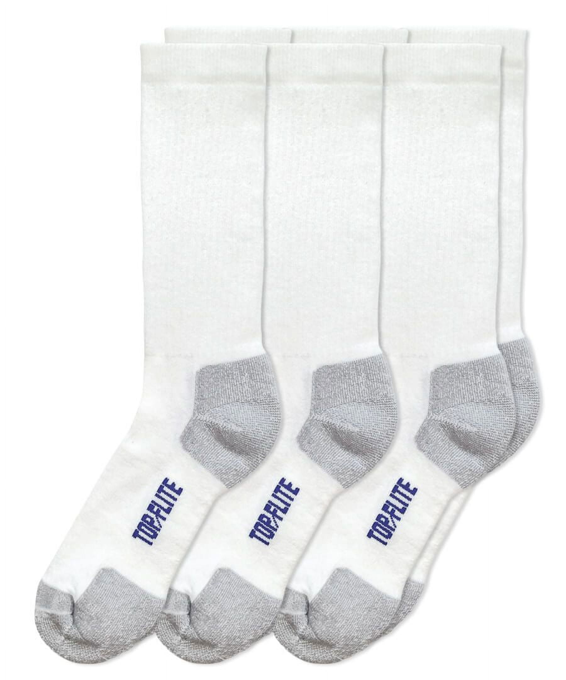 Top Flite Mens Coolmax Smooth Toe Ribbed Crew Sport Socks 3 Pair Pack ...