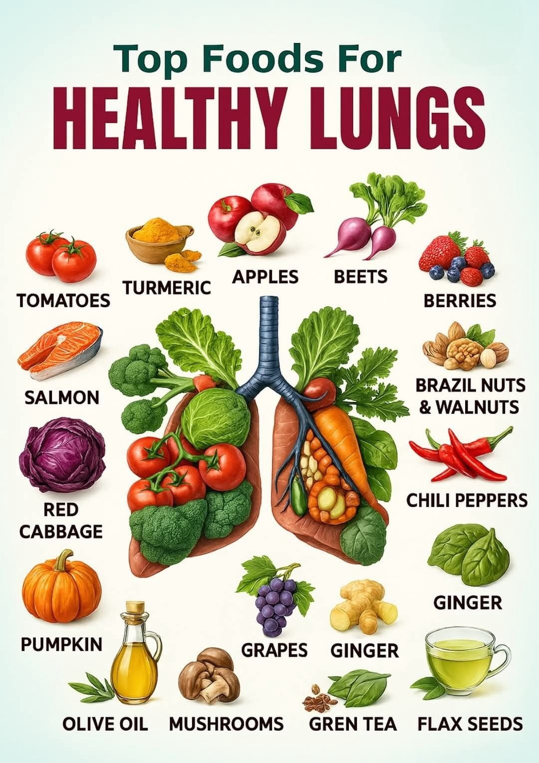 Top Foods ForHEALTHY LUNGS Poster Healthy nutrition checklist poster ...