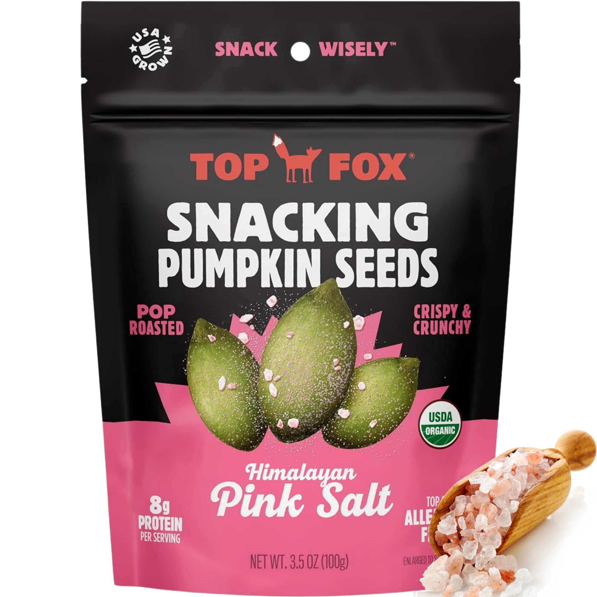 Top Fox Snacks FEV6 - Organic Pop-Roasted Pumpkin Seeds | Healthy ...