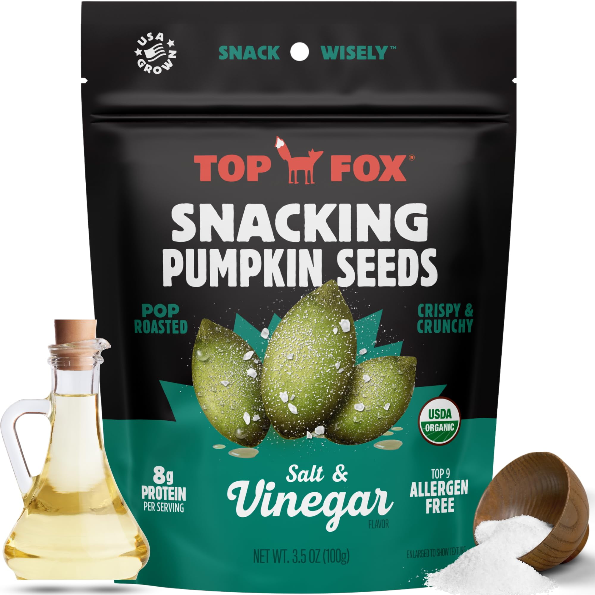 Top Fox Snacks - XEF1 Organic Pop-Roasted Pumpkin Seeds | Healthy ...