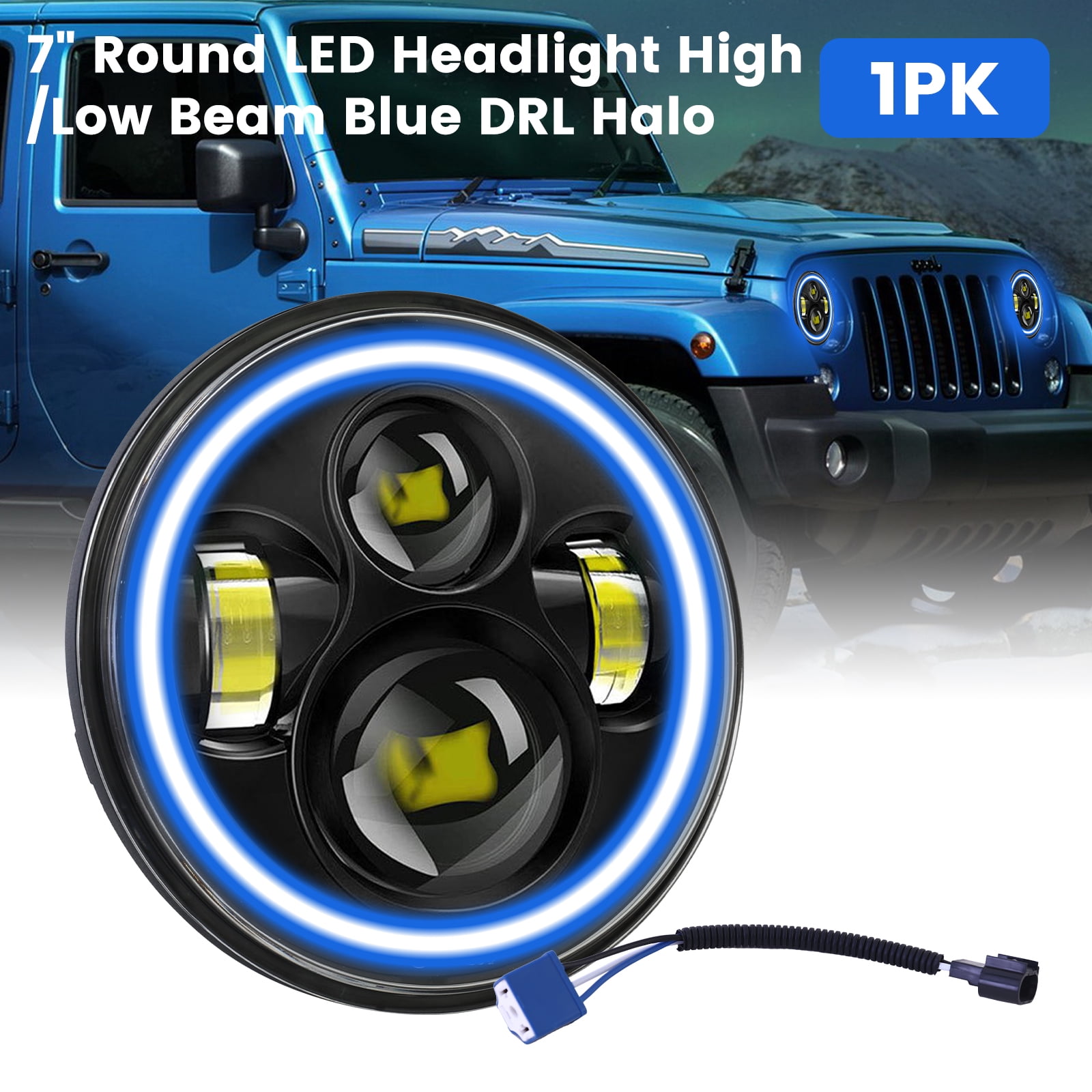 Top-Gears 7" LED Halo Projector Headlights for Jeep Wrangler JK LJ TJ ...