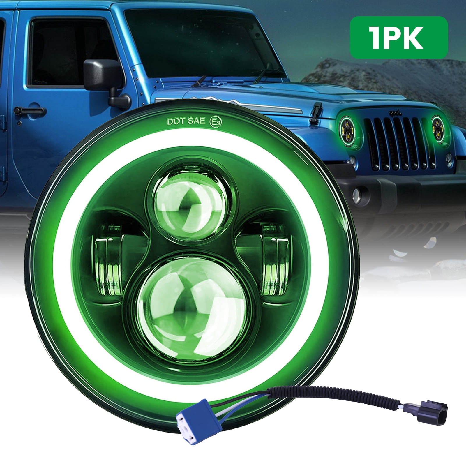 Top-Gears 7" LED Halo Projector Headlights for Jeep Wrangler JK LJ TJ ...