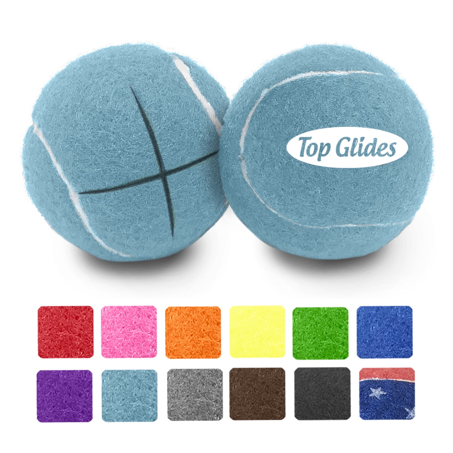 2PCS Top Glides Pre-cut Walker Tennis Ball Glides - 1 Pair (Light Blue ...