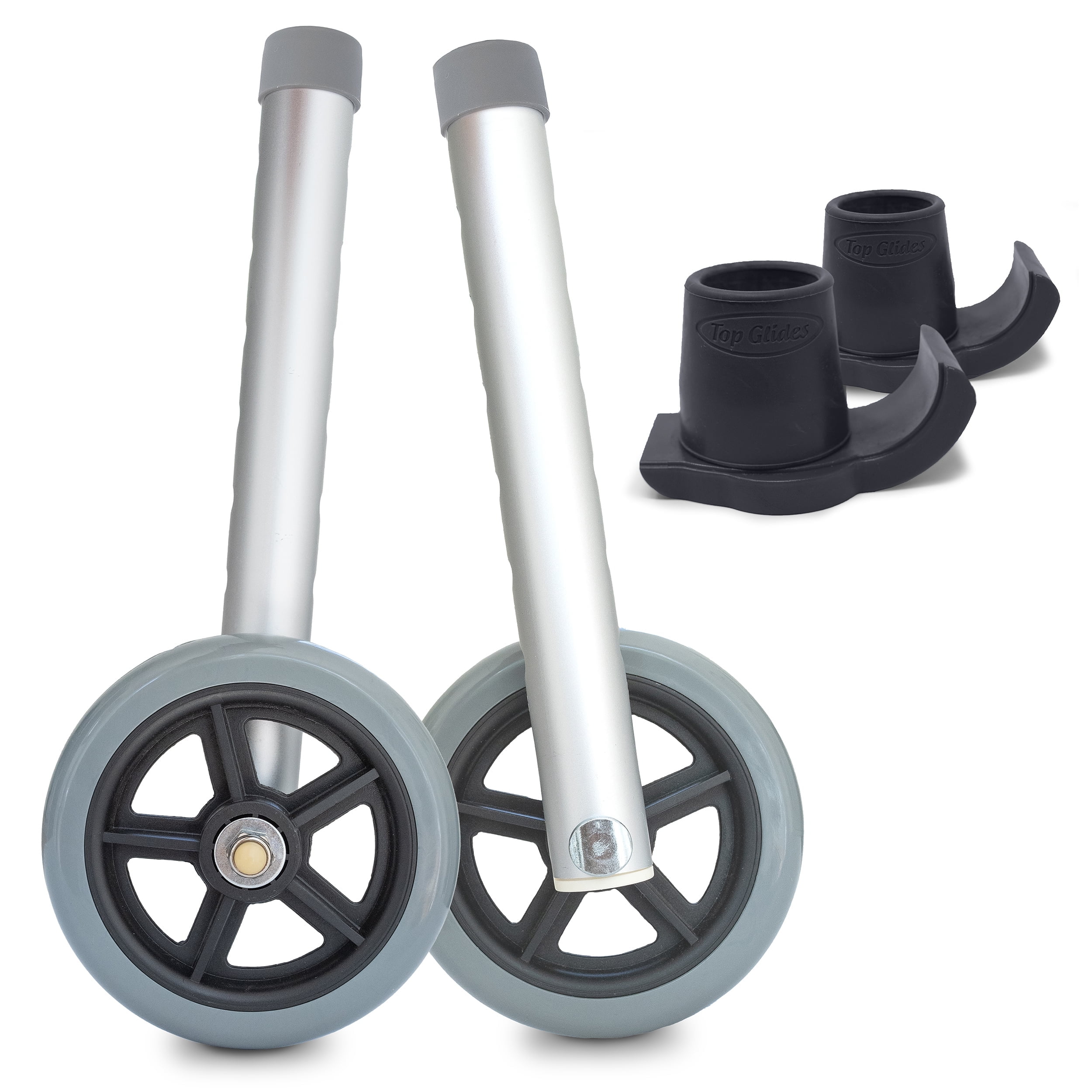 Top Glides Walker Wheel Kit with Heavy Duty Ski Glides, Black - Walmart ...