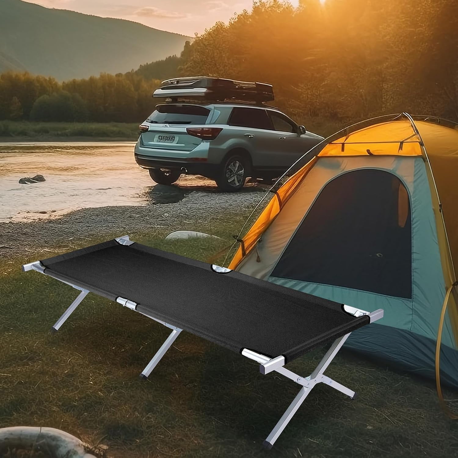 Top-Grade Aluminum & Oxford Folding Camping Cot - Solid Structure, Stay ...