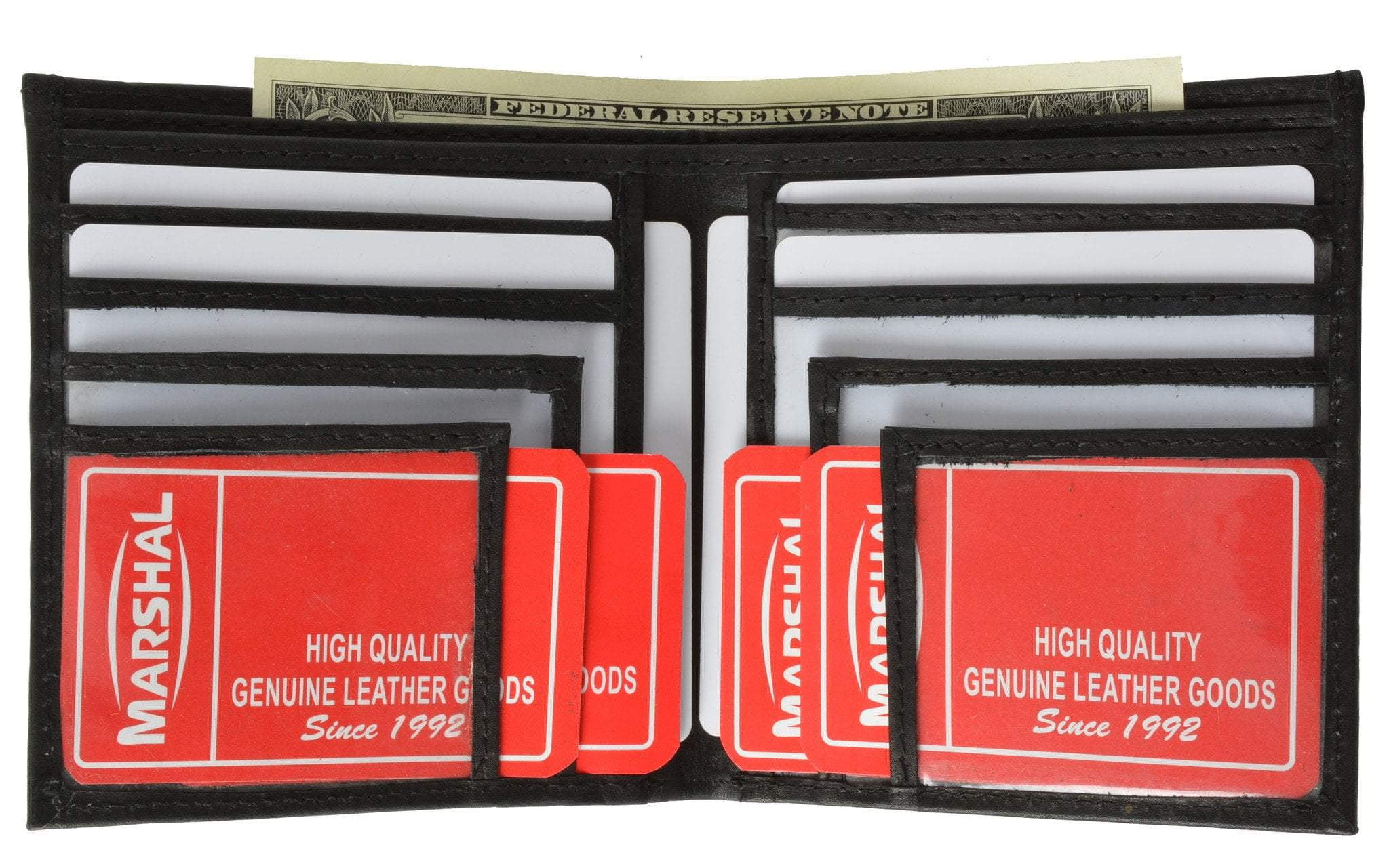 Top Grain Extra Capacity Leather Bifold Wallet with Credit Card Slots ...