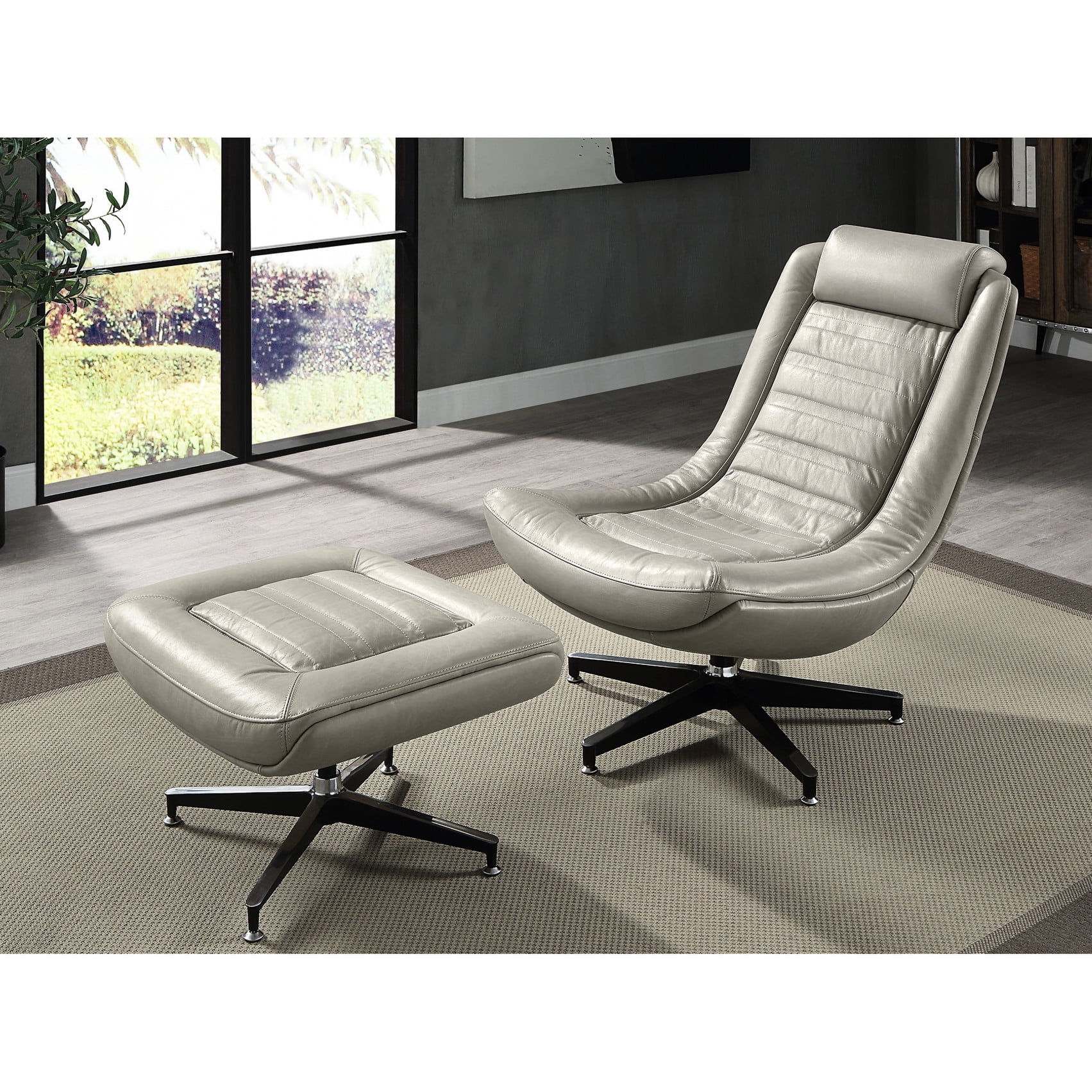 Top Grain Leather Accent Chair with 360 Swivel / Enjoy Rotating Seating ...