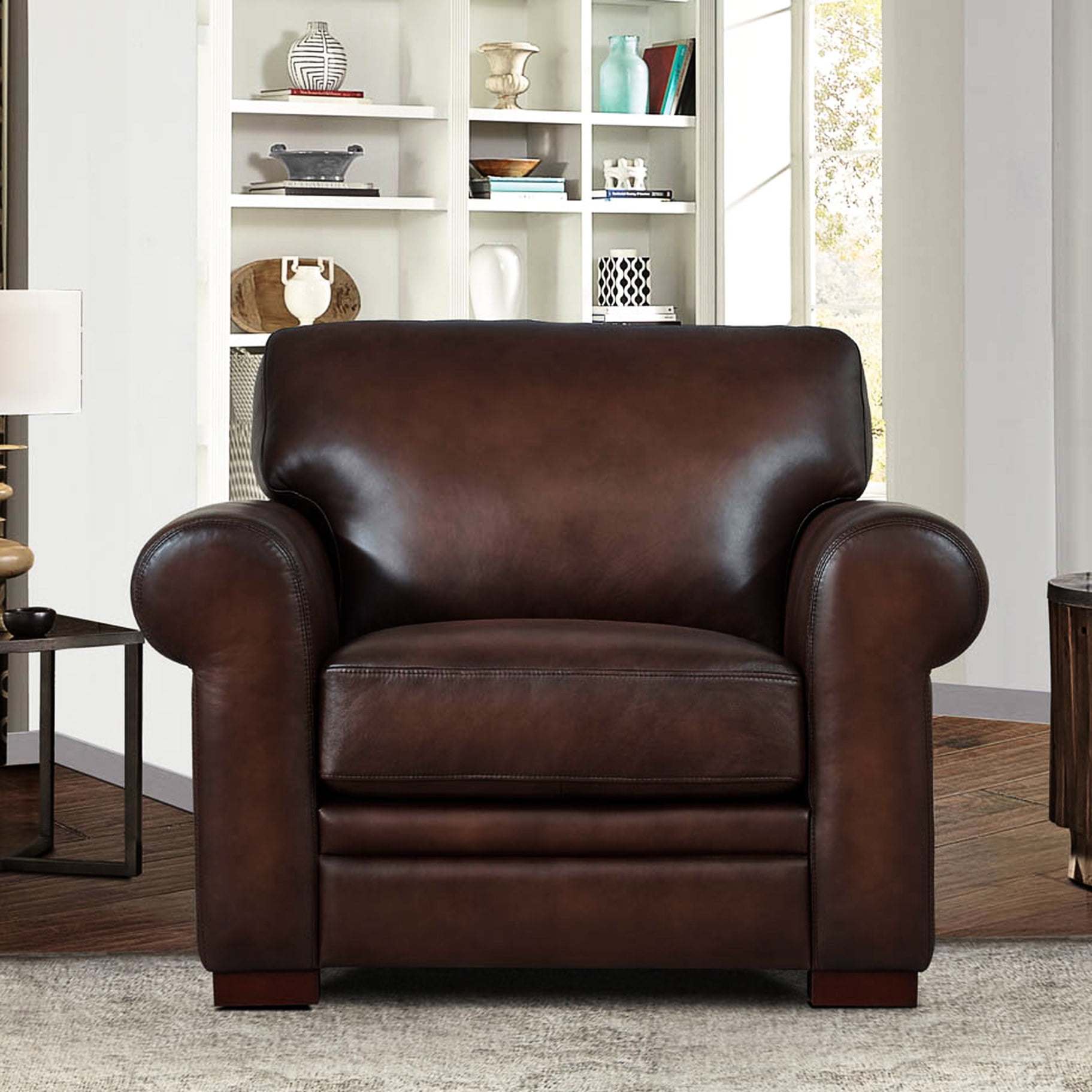Top-Grain Leather Armrests - Solid Wood Feet for Stability - Primary ...