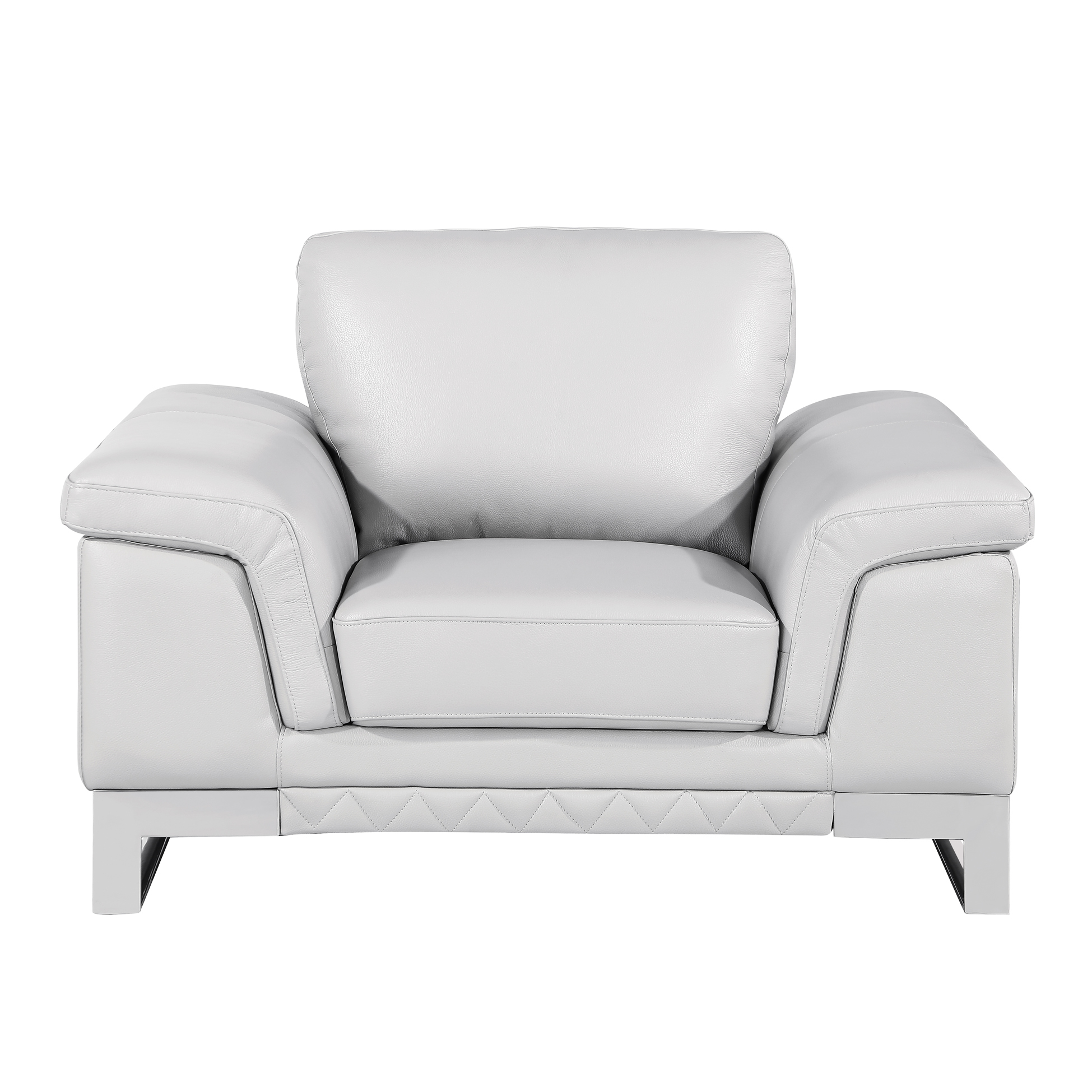 Top Grain Leather Chair, Gray Shade, Kiln-dried Hardwood Frame, 3-layer ...