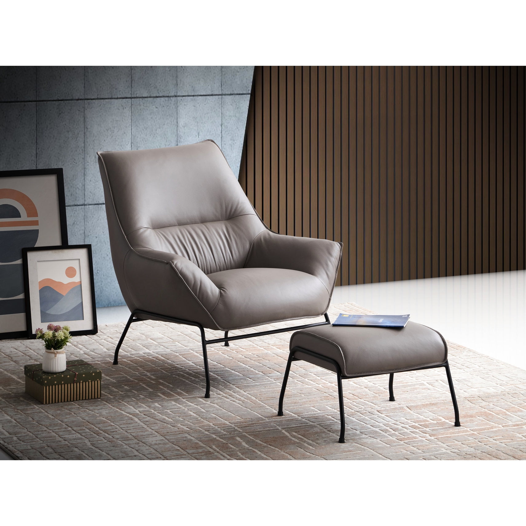 Top Grain Leather Chair and Ottoman Combo / Comfortable Seating for ...