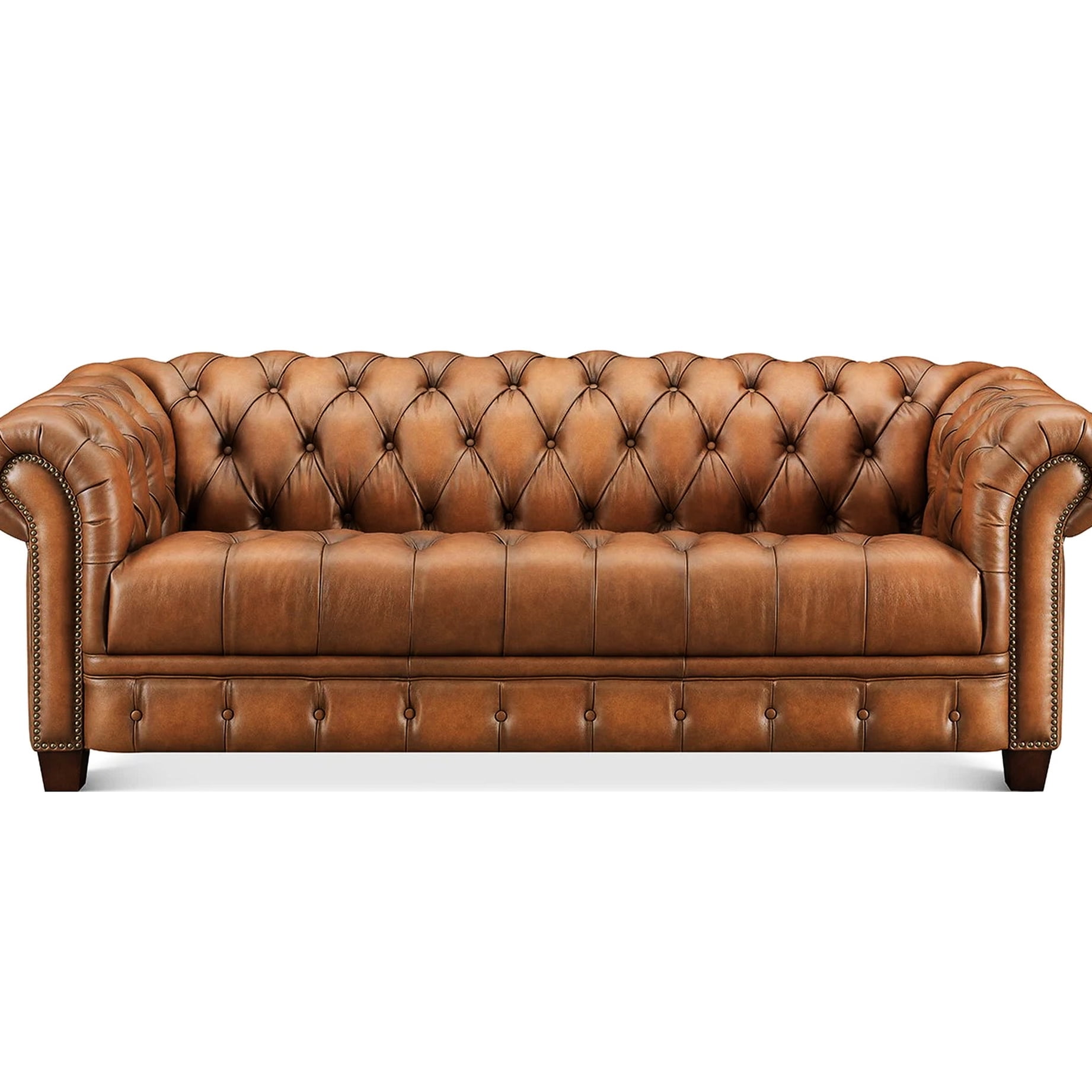Top-Grain Leather Upholstered 3-Seat Sofa / Provides Consistent Support ...