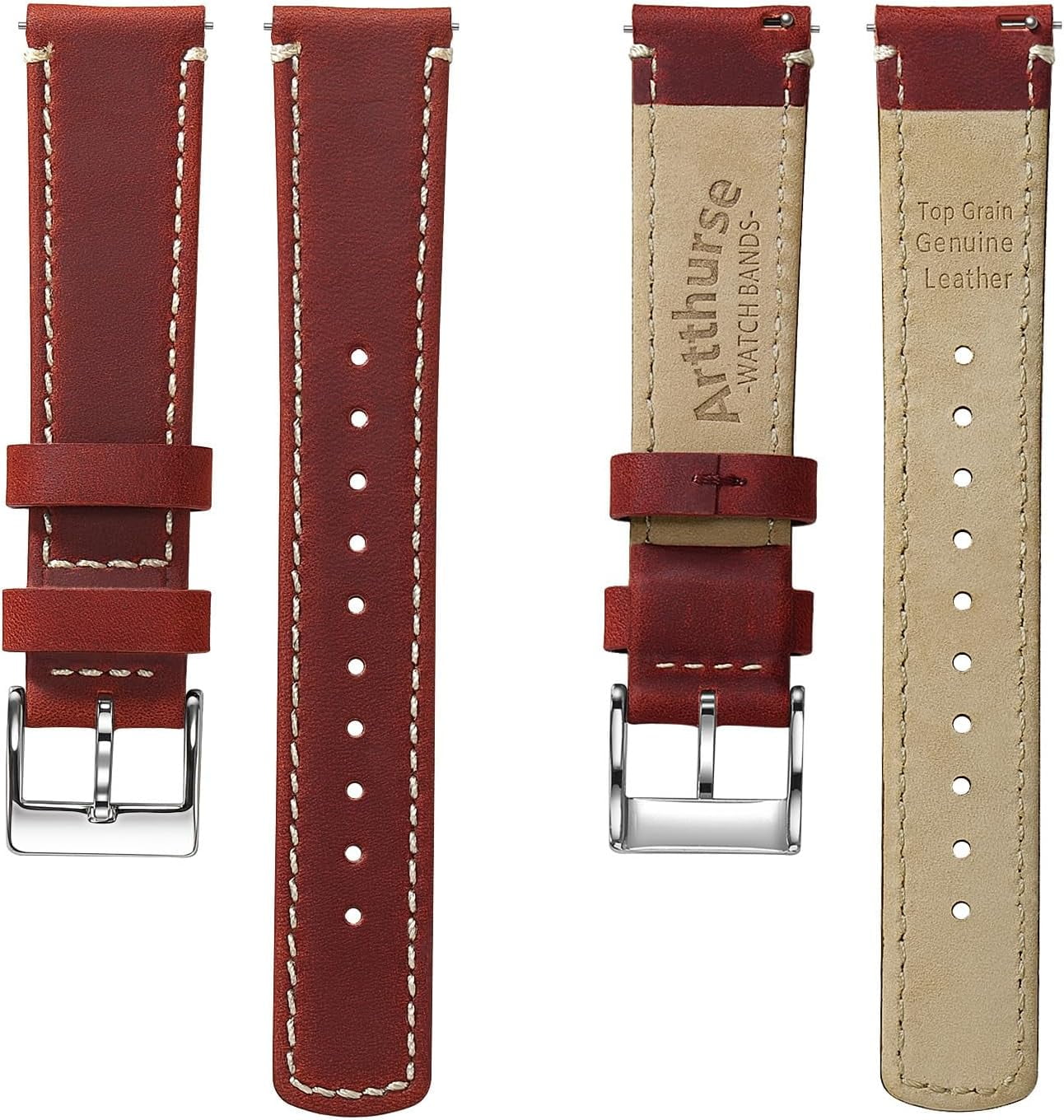 Top Grain Leather Watch Band, Quick Release Genuine Leather, 20mm 22mm ...