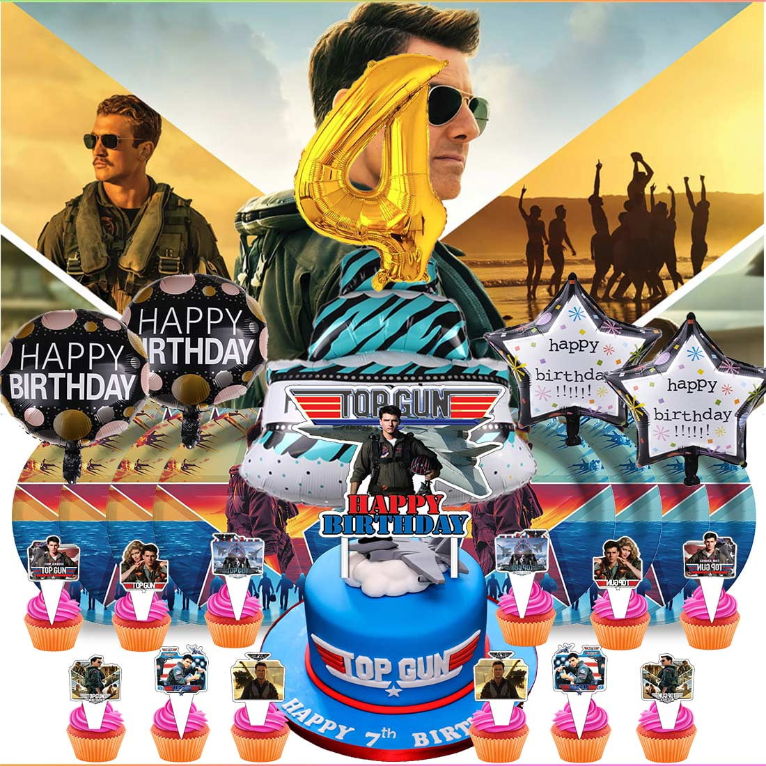 Top Gun 4th Tableware Balloons Cake Toppers Backdrop Banner Supplies ...