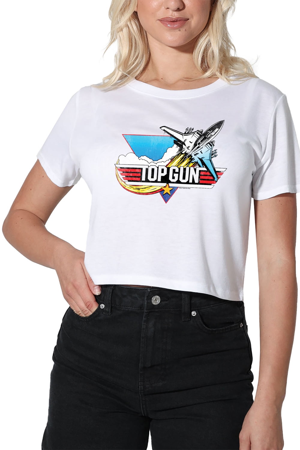 Top Gun Jet Swoop Logo Women's Crop Top T-Shirt, White, Small - Walmart ...