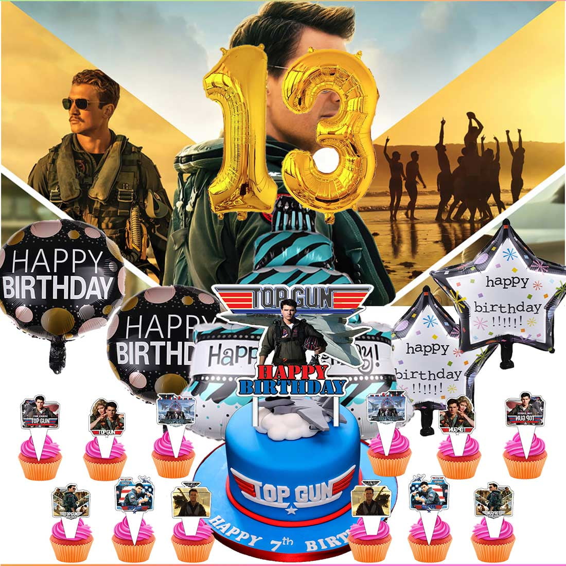 Top Gun Party Supplies Decor 13th Kit Balloons Birthday Cake Topper ...