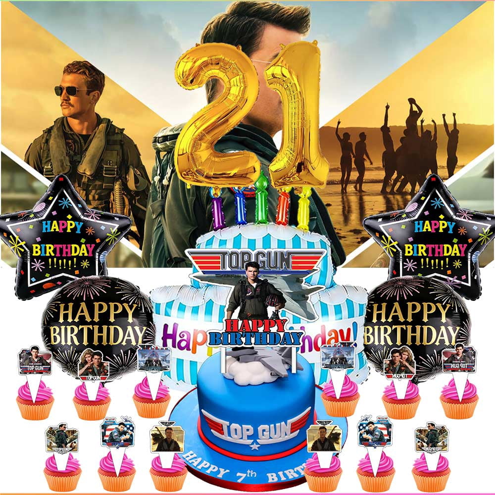 Top Gun Party Supplies Decor 21th Kit Balloons Birthday Cake Topper ...