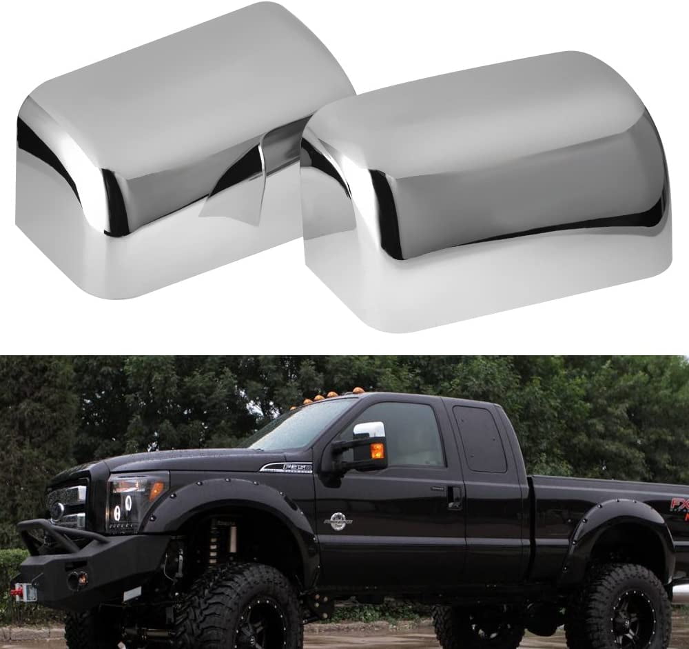 Top Half Mirror Cover For F250 F350 F450 Super Duty Triple Chrome