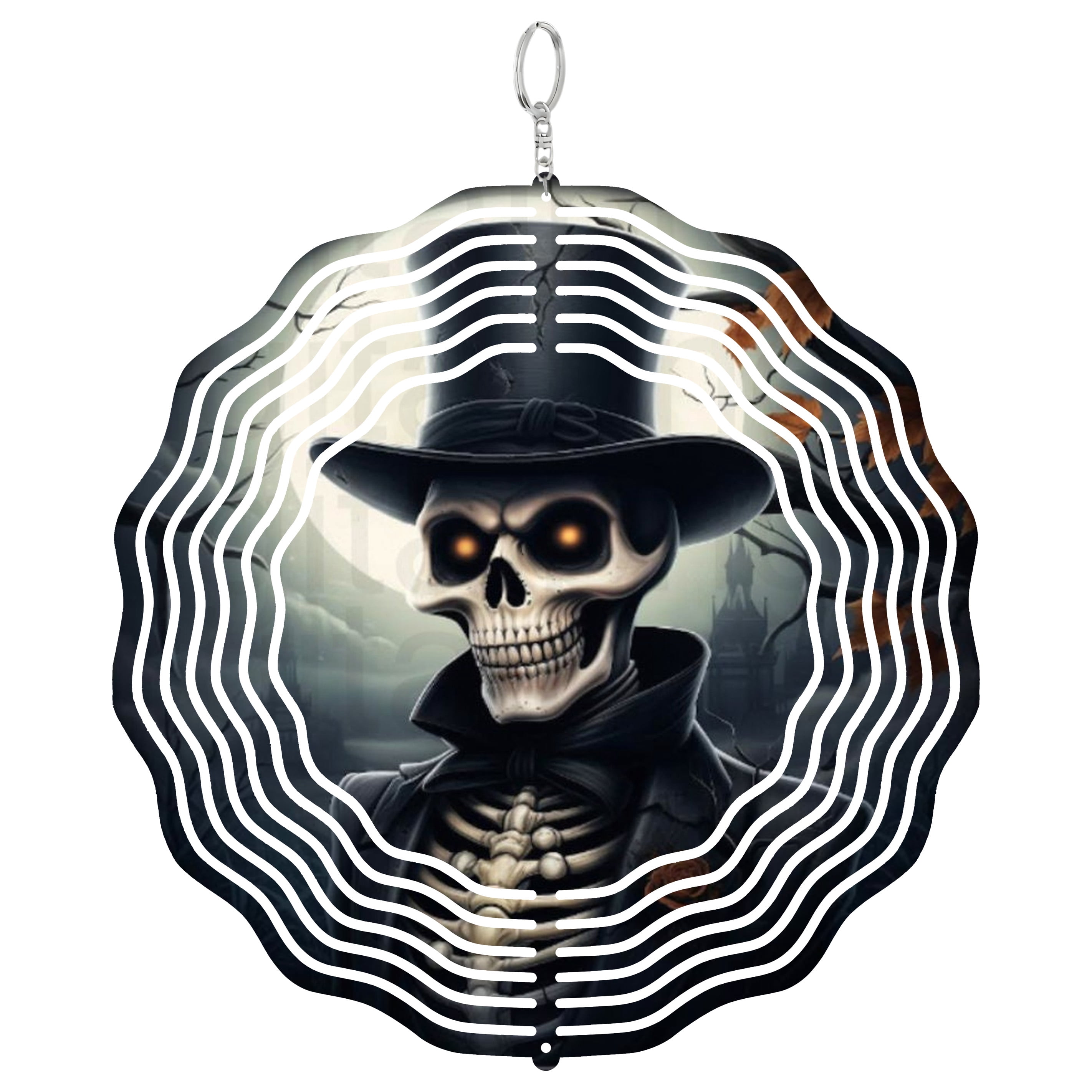 Top Hat Skeleton Wind Spinner Metal Outdoor Decor Gothic Halloween Dark ...