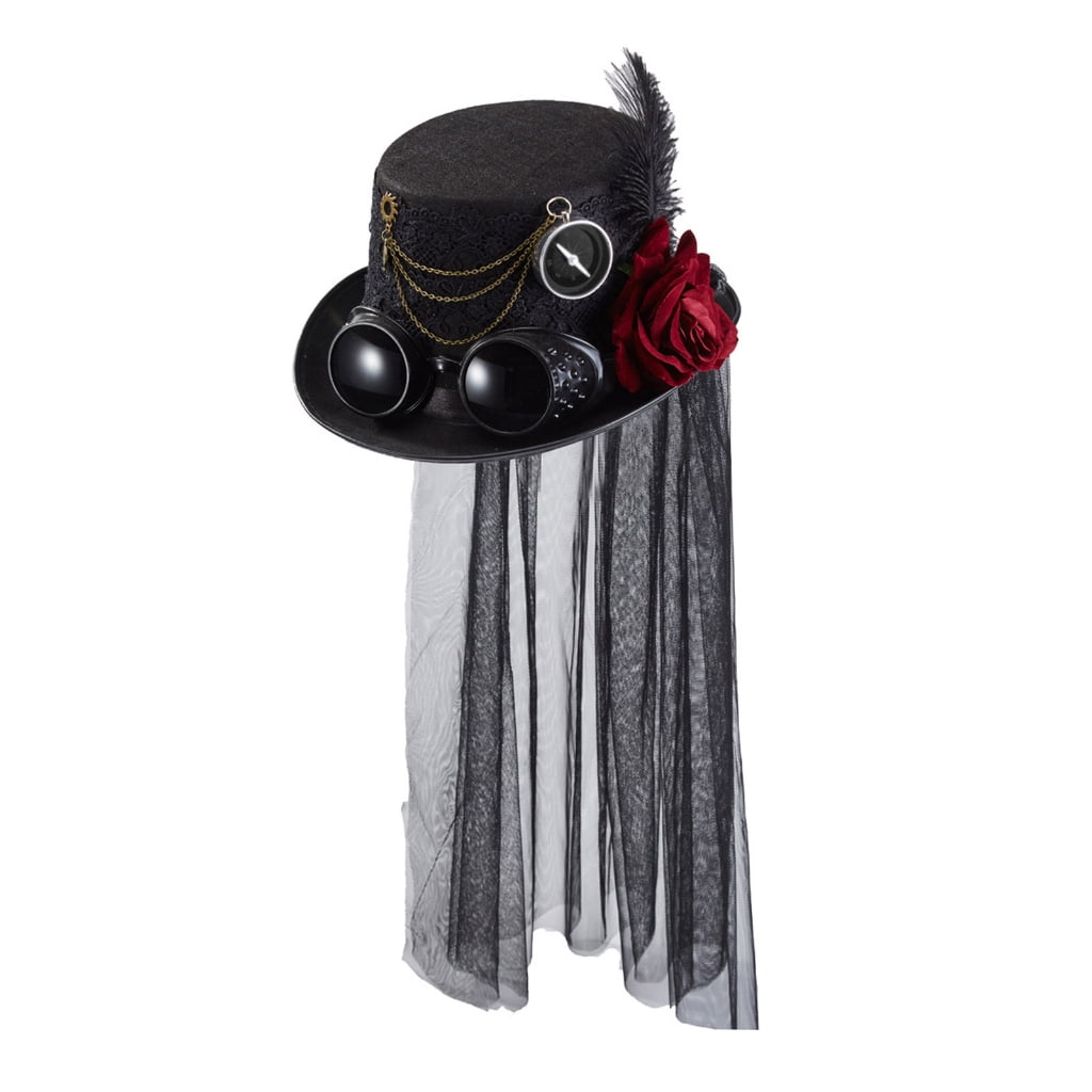 Top Hat Steampunk Flower Retro Headdress Women Ruffle for Head Fedora ...