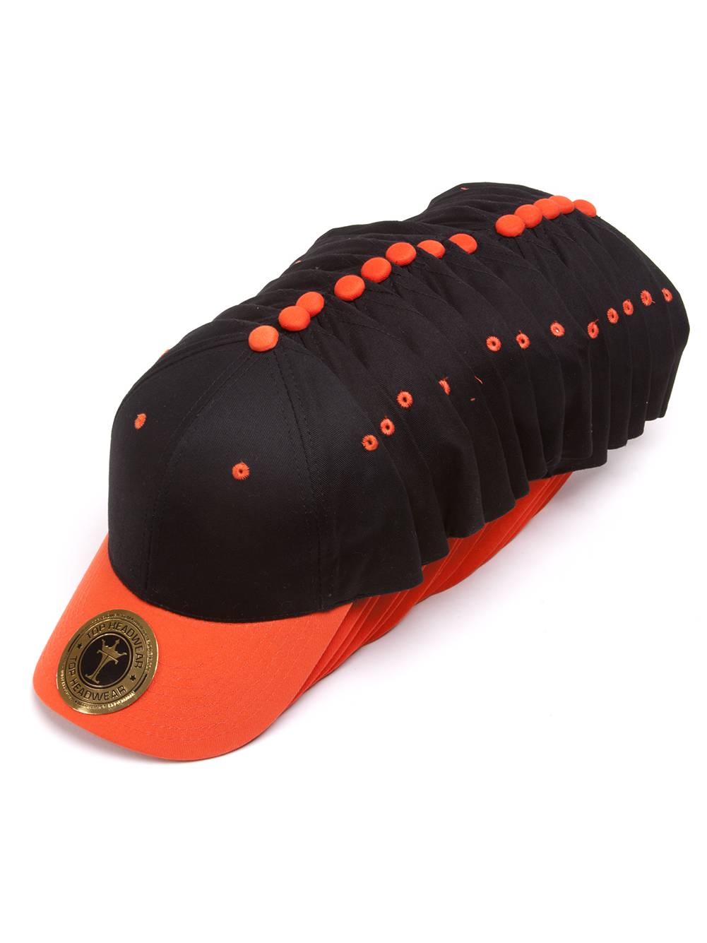 Top Headwear 12-Pack Adjustable Baseball Hat - Black/Orange - Walmart.com